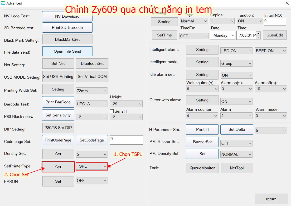 Chuyển đổi giữa in tem và in đơn máy in Zywell Zy609 bằng tool V5.2C ...